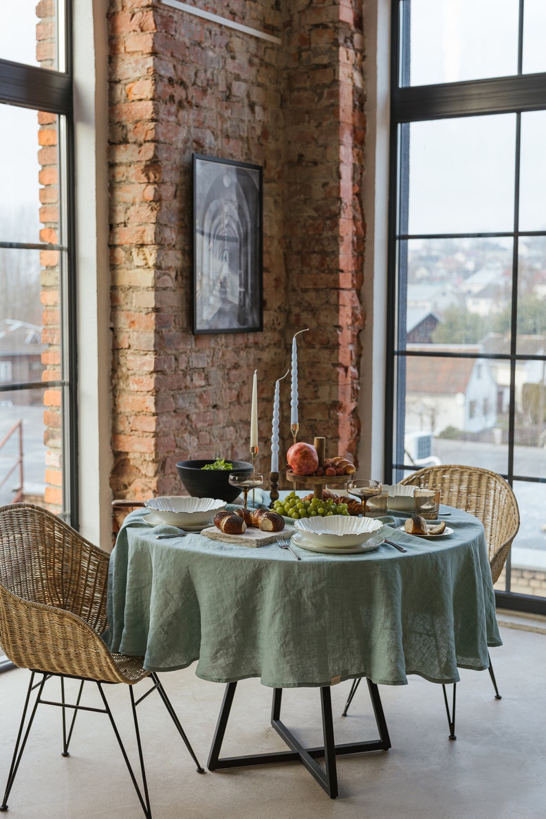 Ocean Mint Linen Tablecloth in Round Rectangular or Square - Etsy