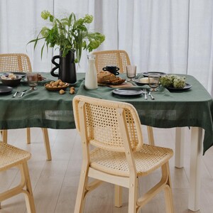 Forest Green Linen Tablecloth in Round, Rectangular or Square Shape ...