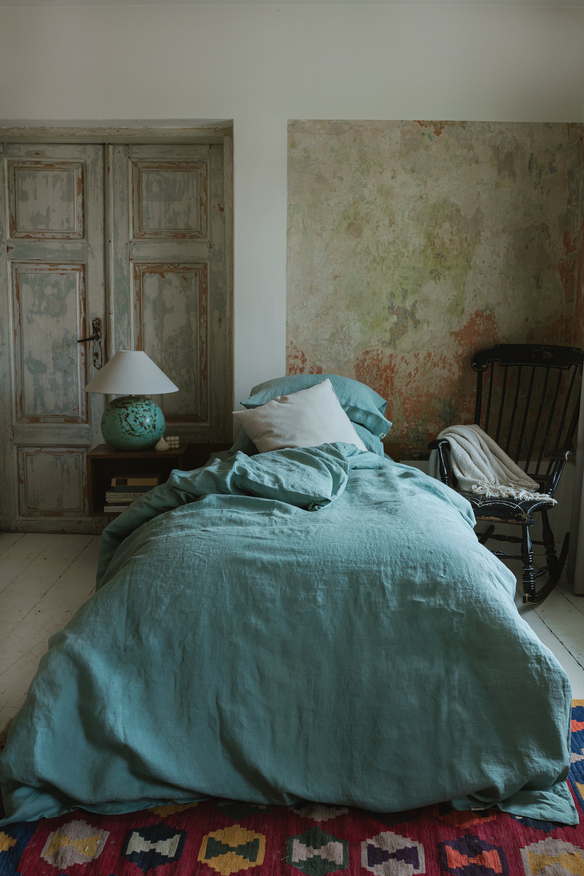 Ocean Mint Linen Button Duvet Cover in Double Single & Other - Etsy