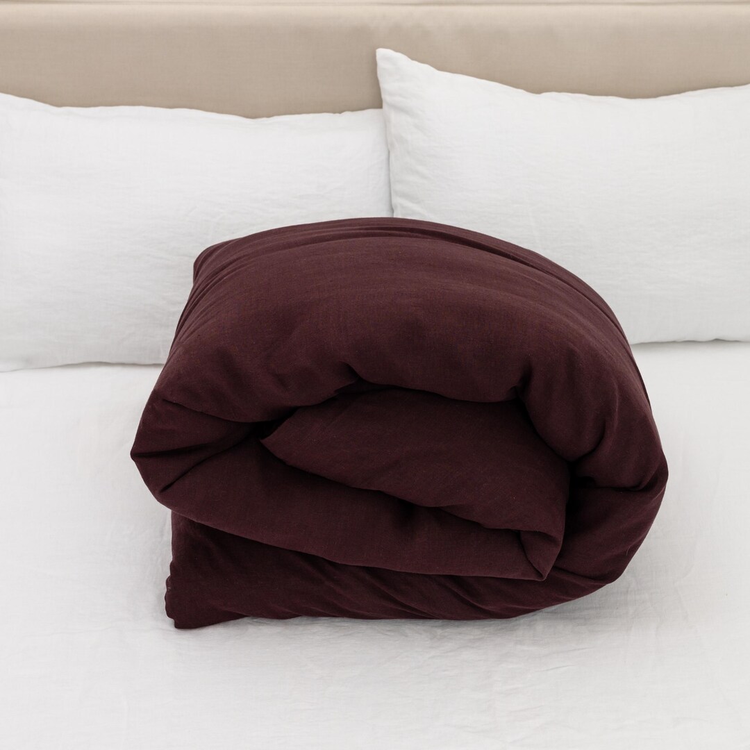 Deep Purple Linen Doona Cover With Buttons in Double, Single and Custom ...