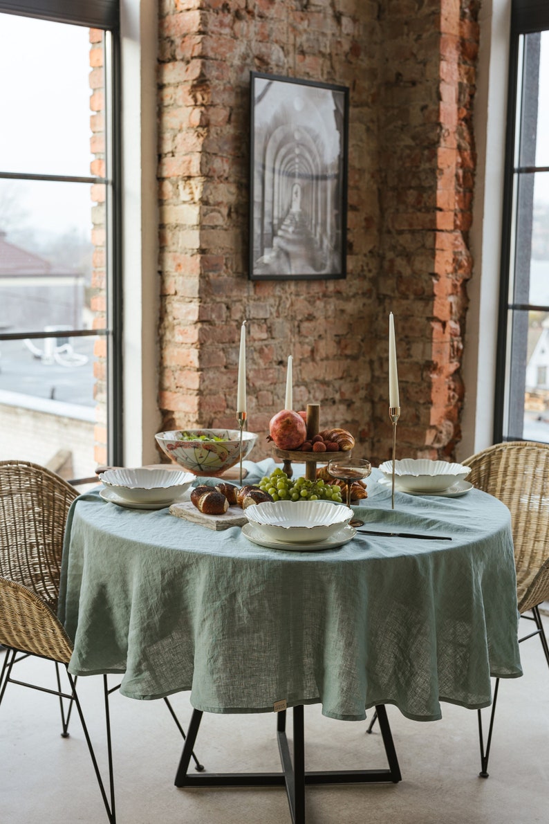 Ocean Mint Linen Tablecloth in Round Rectangular or Square - Etsy