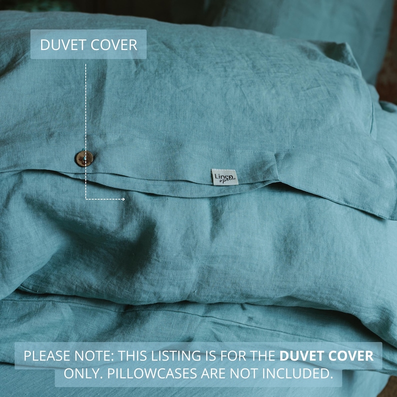 Ocean Mint Linen Button Duvet Cover in Double, Single & Other Custom ...