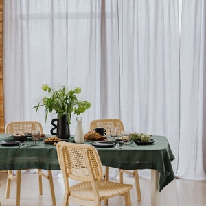 Forest Green Linen Tablecloth in Round, Rectangular or Square Shape ...