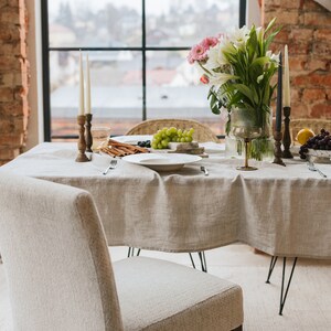 Natural Organic Melange Linen Tablecloth in Square, Rectangular or ...