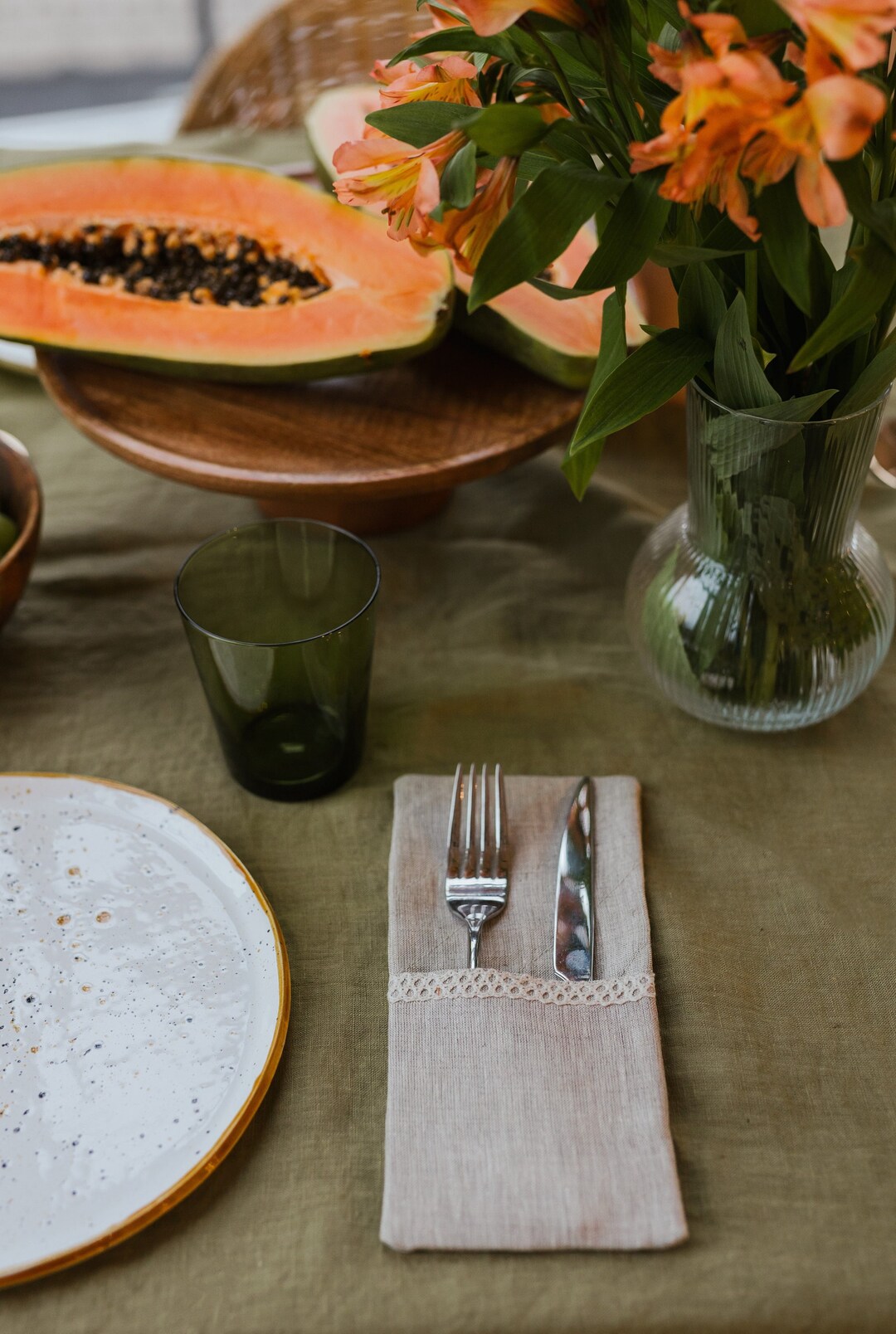 Linen Cutlery Holder, Linen Cutlery Pouch, Vintage Cutlery Silverware ...
