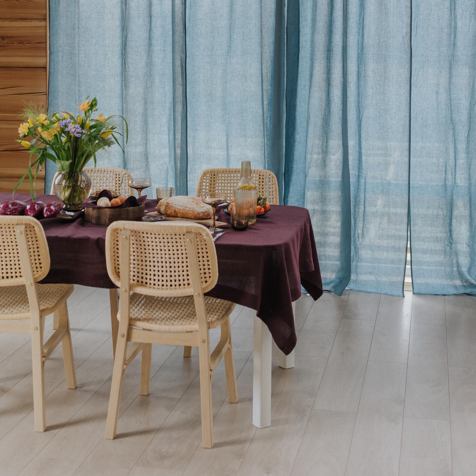 Deep Purple Linen Tablecloth in Round, Rectangular or Square Shape, 100 ...