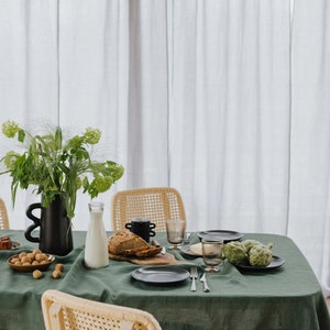 Forest Green Linen Tablecloth in Round, Rectangular or Square Shape ...