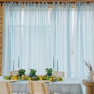 Sky Blue Linen Tablecloth in Round, Rectangular or Square Shape, 100% ...