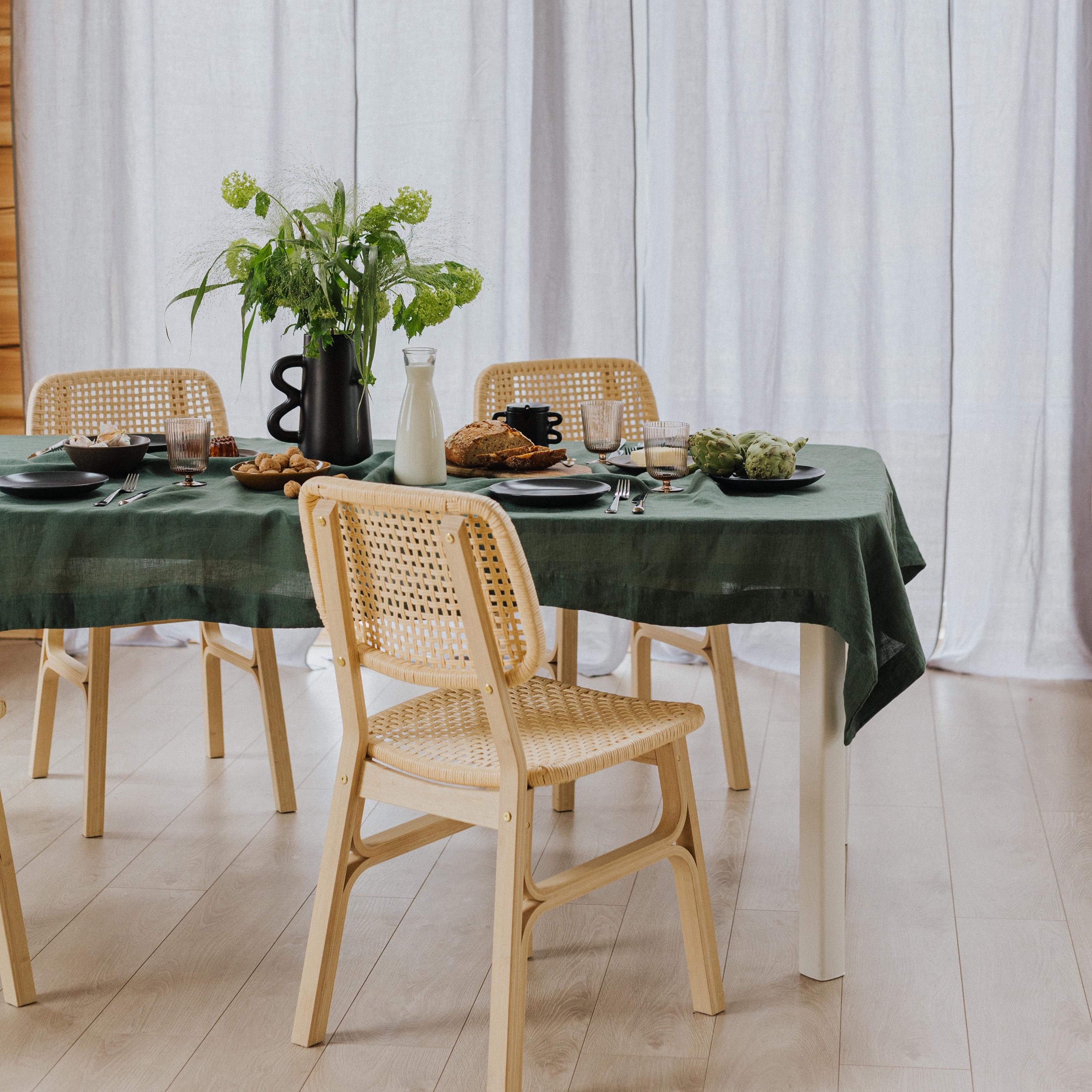 Forest Green Linen Tablecloth in Round, Rectangular or Square Shape ...