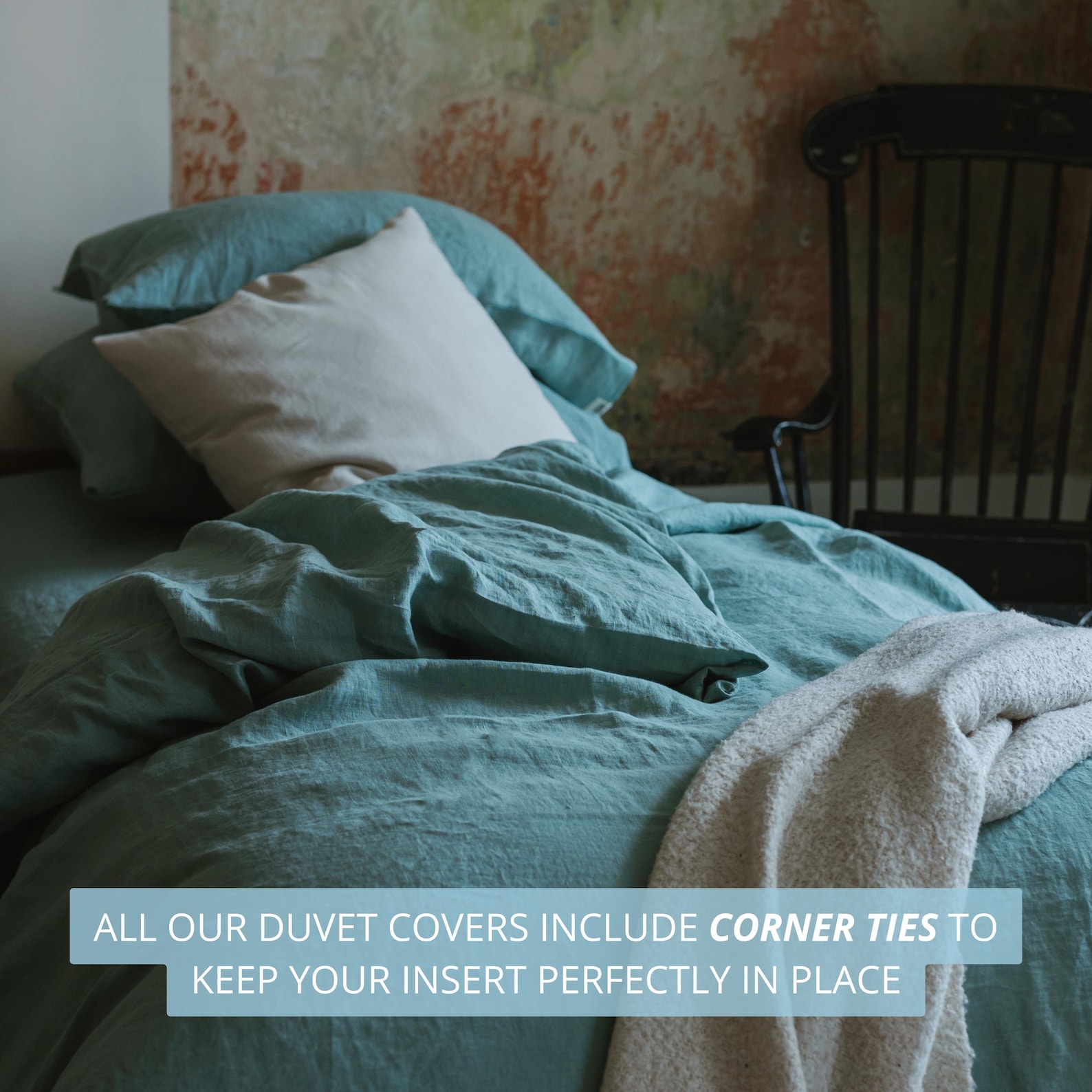 Ocean Mint Linen Bedding Set: 1 Duvet Cover and 2 Pillowcases, Handmade ...