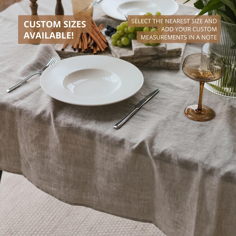 Natural Organic Melange Linen Tablecloth in Square, Rectangular or ...
