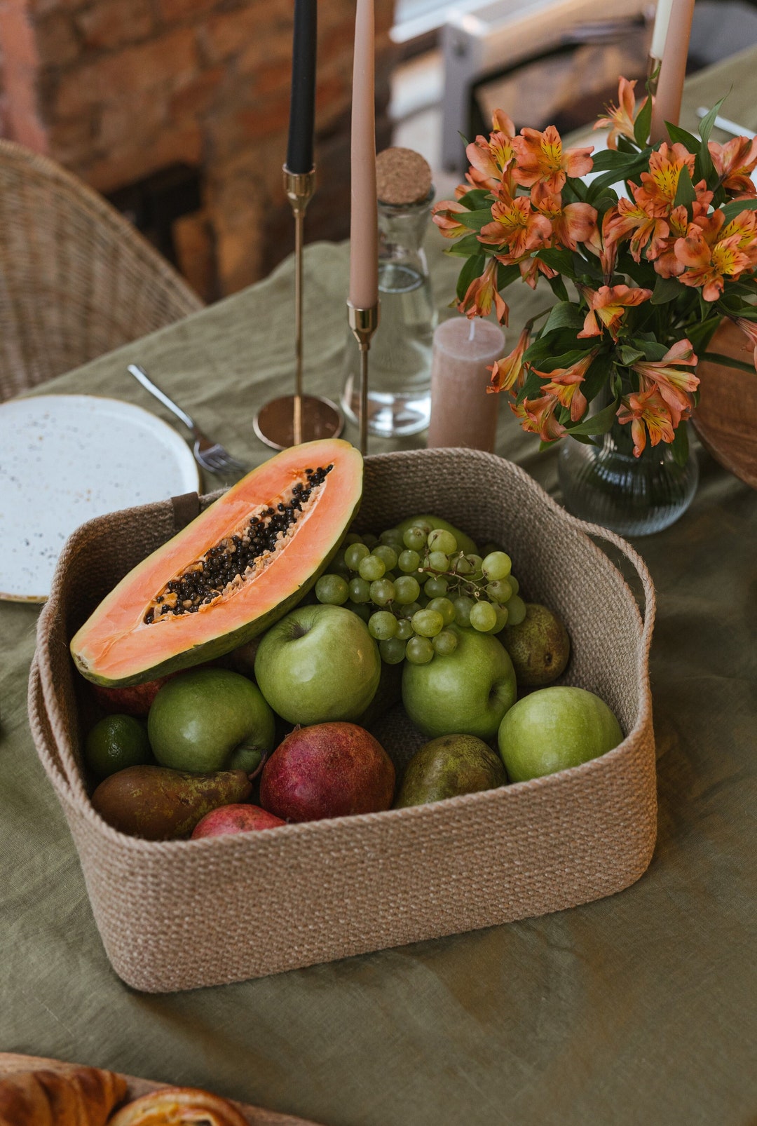 Jute Kitchen Basket, Handmade Decorative Basket, Jute Storage Kitchen ...