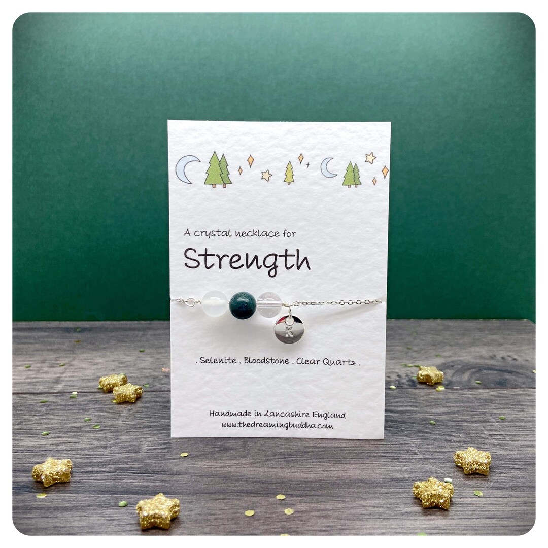 Personalised Strength Necklace, Crystal Courage Gift, Warrior Jewellery ...