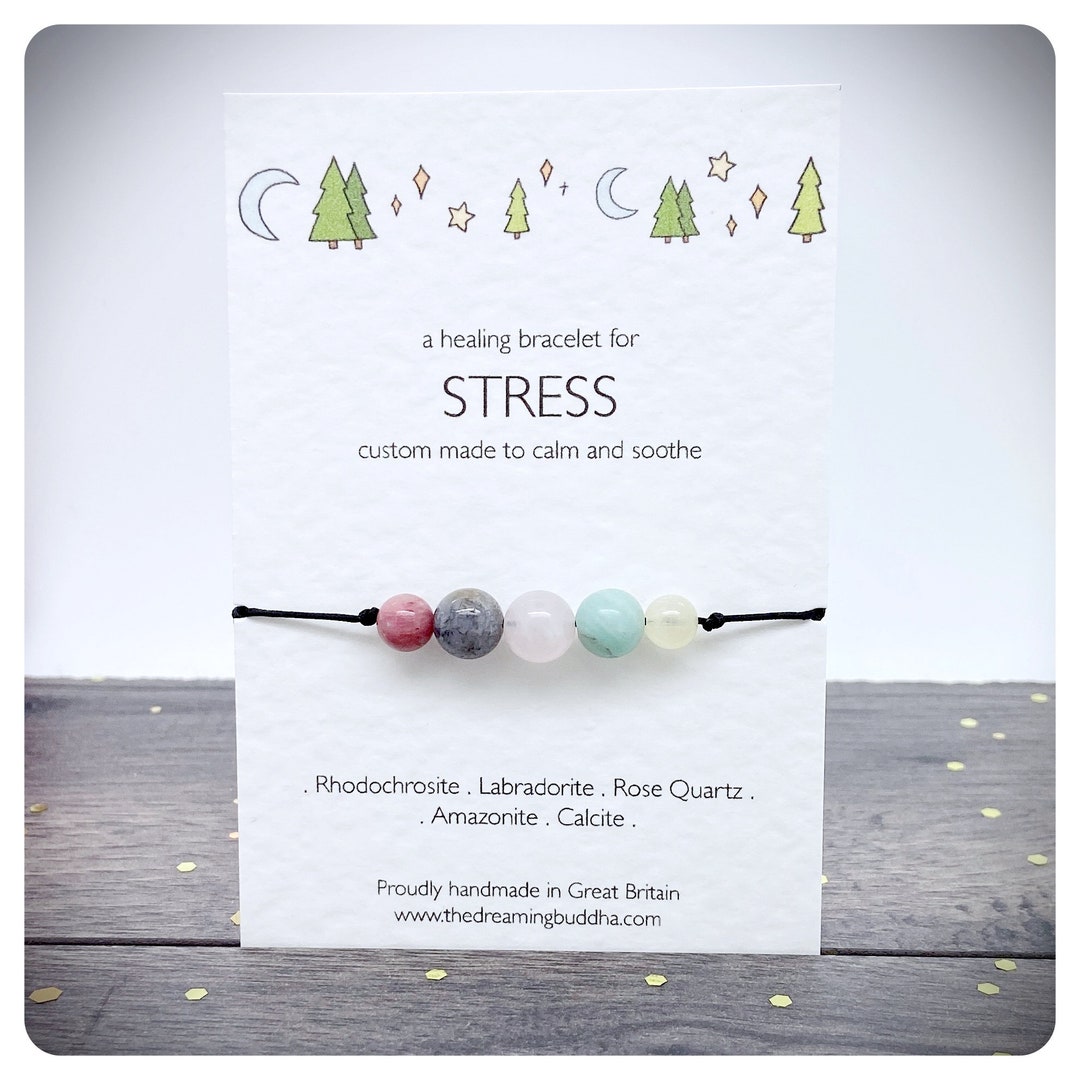 Crystal Stress Bracelet, Personalised Anxiety Bracelet, Stress Relief ...