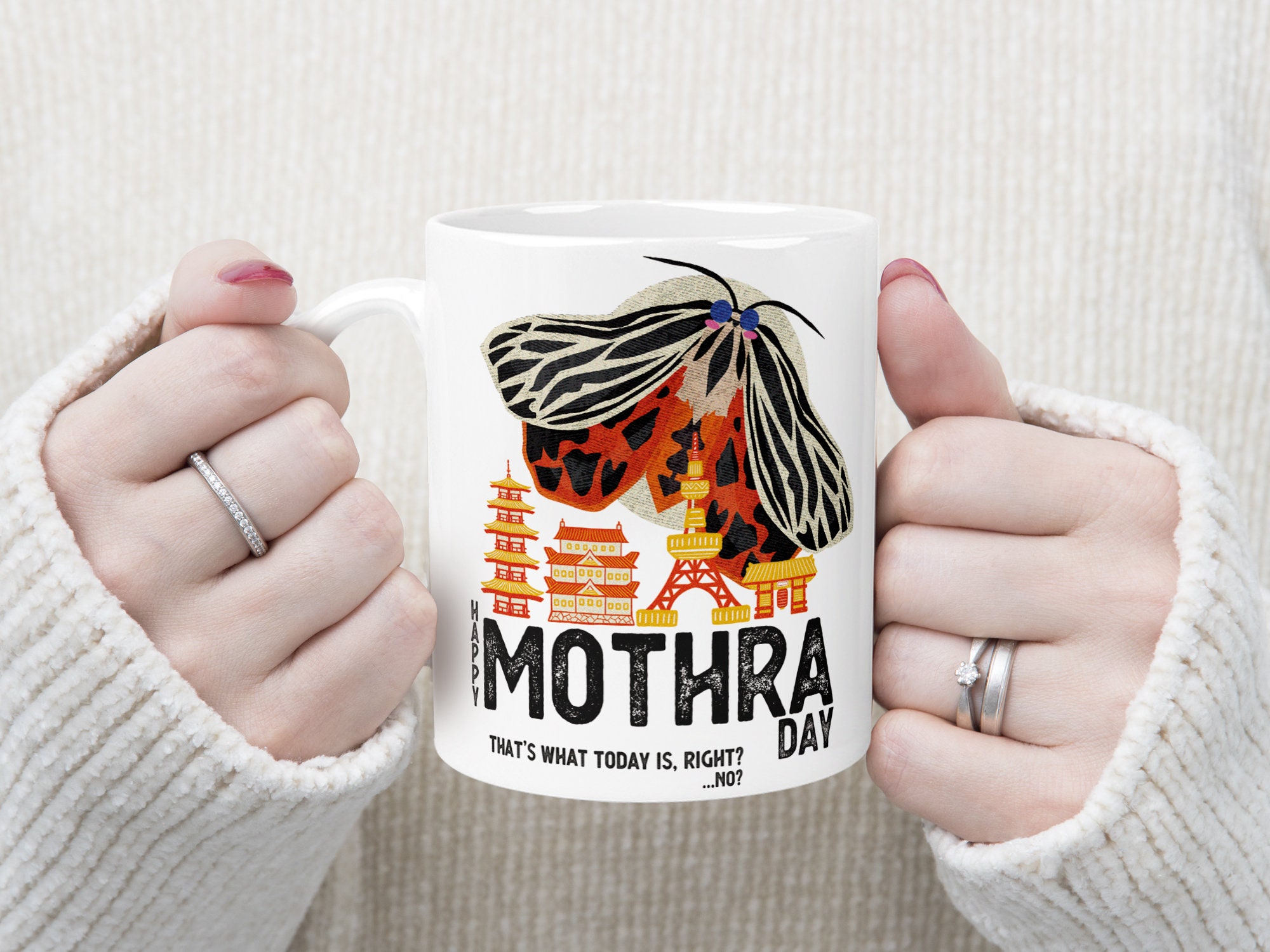 Happy Mothra Day Mother's Day Funny Pun Mug Kaiju Monster B Movie Gift ...