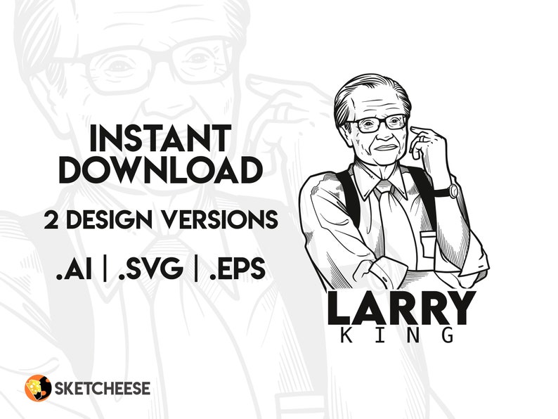 Larry King Portrait SVG PNG Cricut Sticker Digital Download - Etsy
