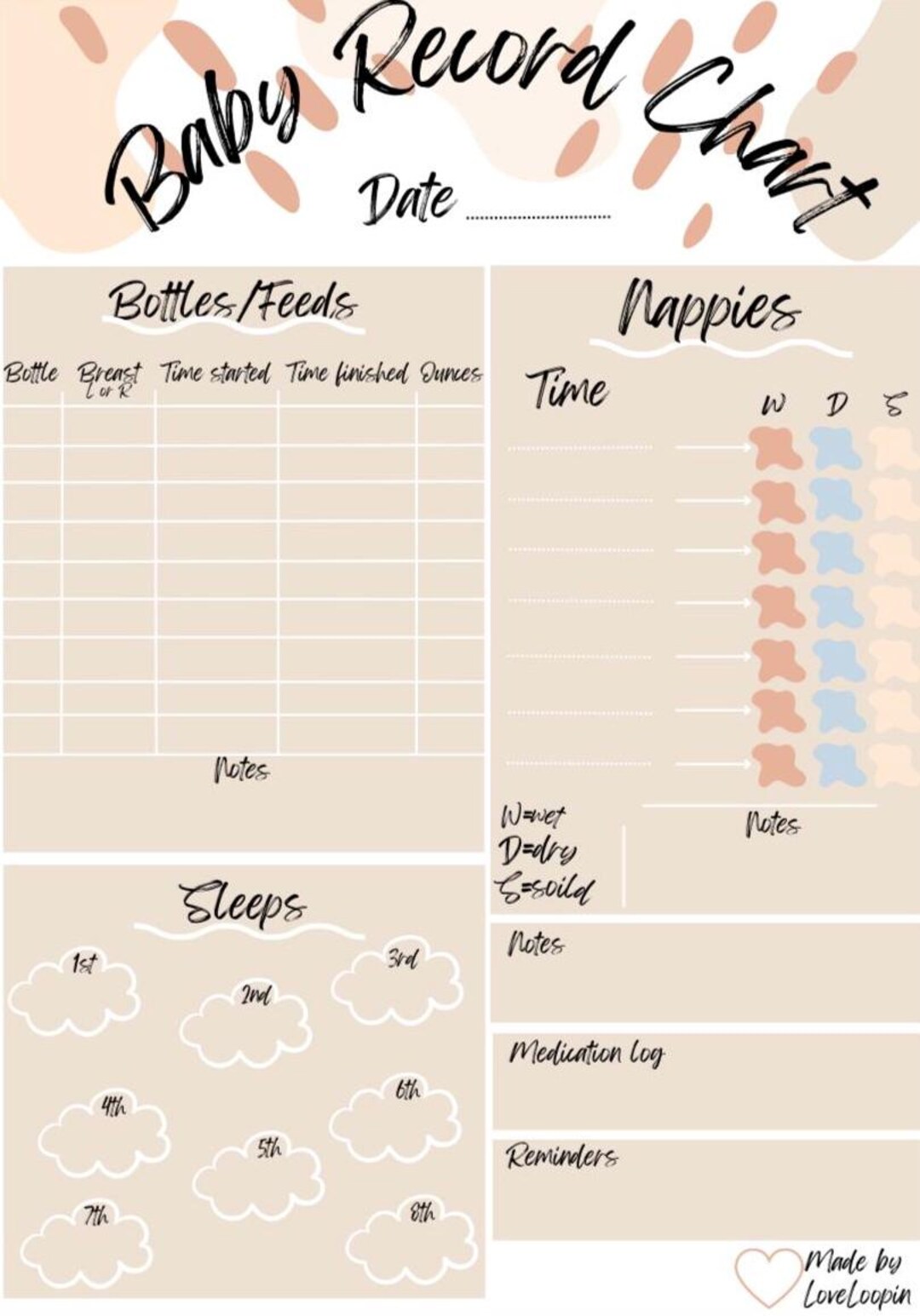 Newborn Baby Record Chart-printable - Etsy