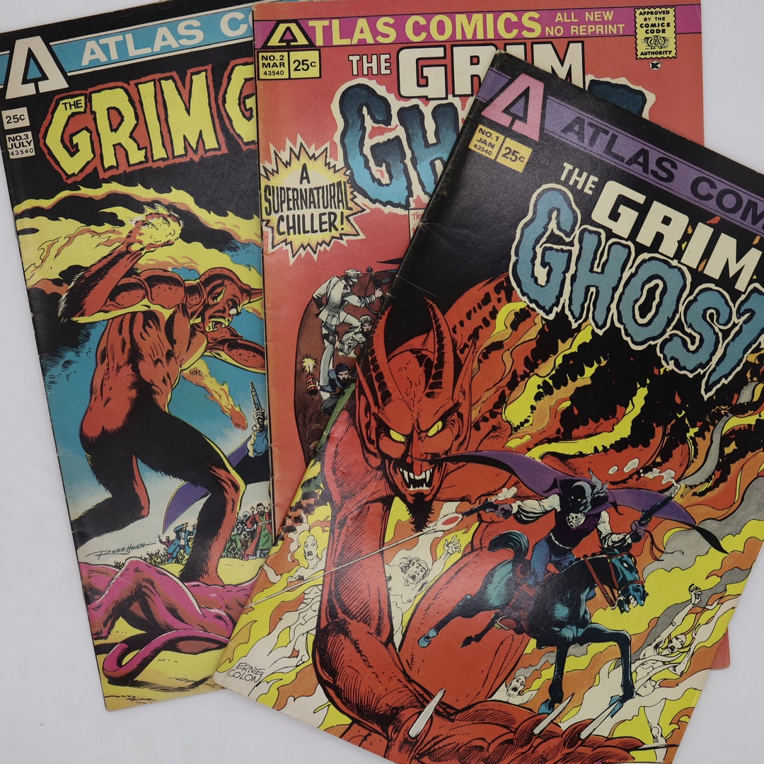 The Grim Ghost 1 2 3 Atlas Comics 1975 - Etsy