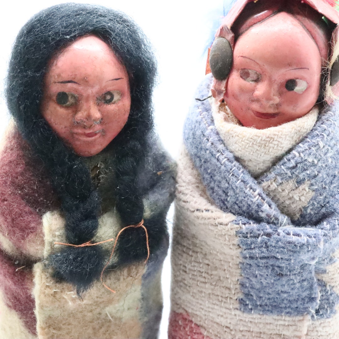 Skookum Dolls - Man and Woman - Native American Souvenir Dolls - 1950s ...