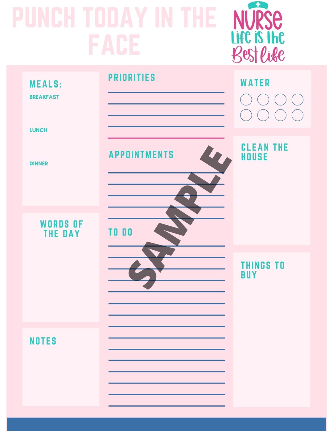 Nursing Daily Planner Sheet - Etsy