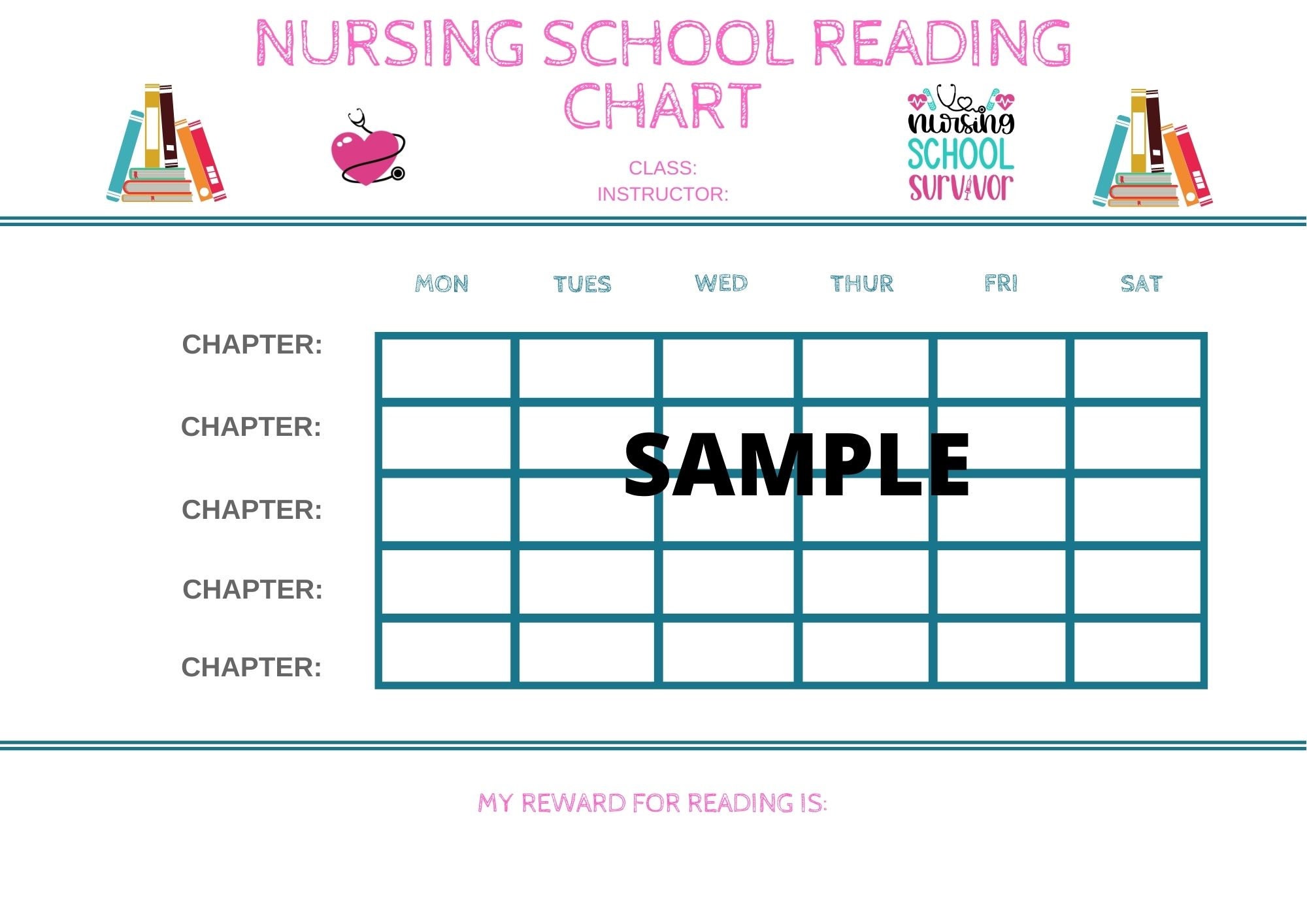 Nursing School Reading Chart - Etsy