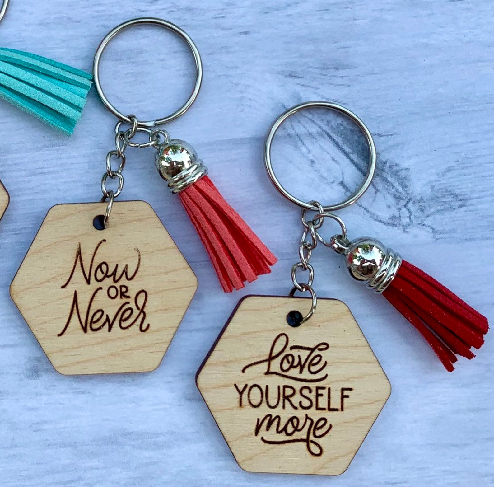 Inspirational Quote Wood Keychains With Tassels - Etsy