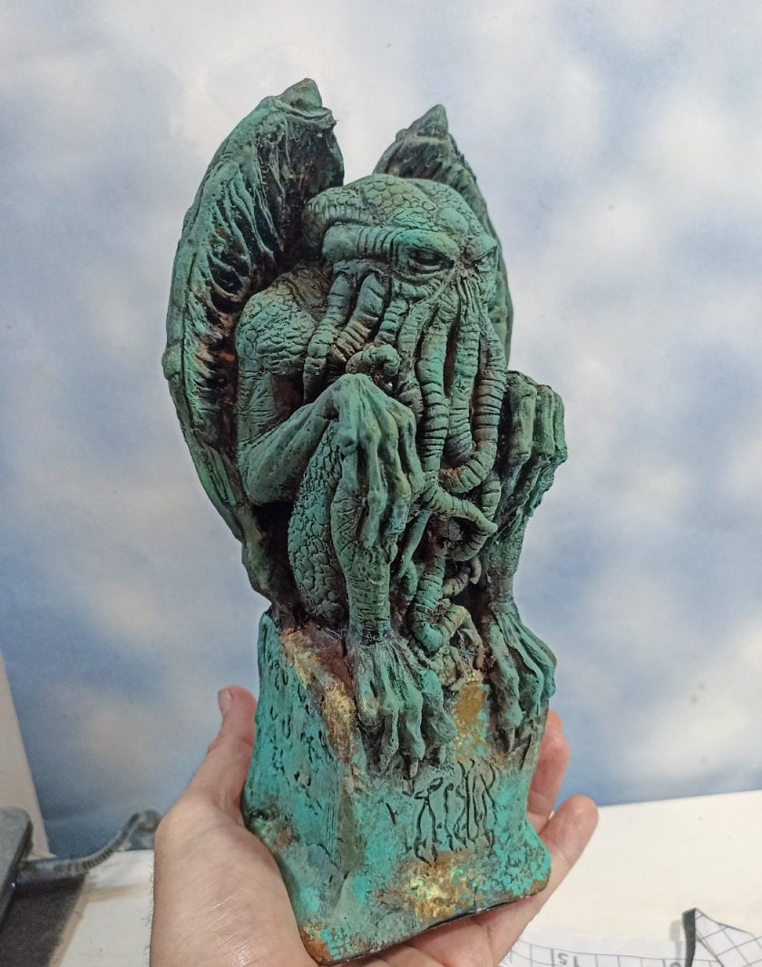 Cthulhu Emerald Bronze. Cthulhu Idol, Cthulhu Resin, Lovecraft, Gift ...