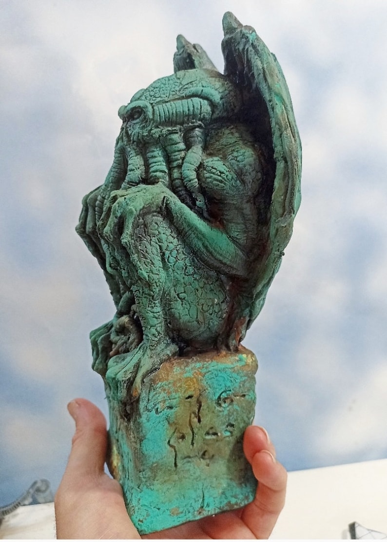 Cthulhu Emerald Bronze. Cthulhu Idol, Cthulhu Resin, Lovecraft, Gift ...