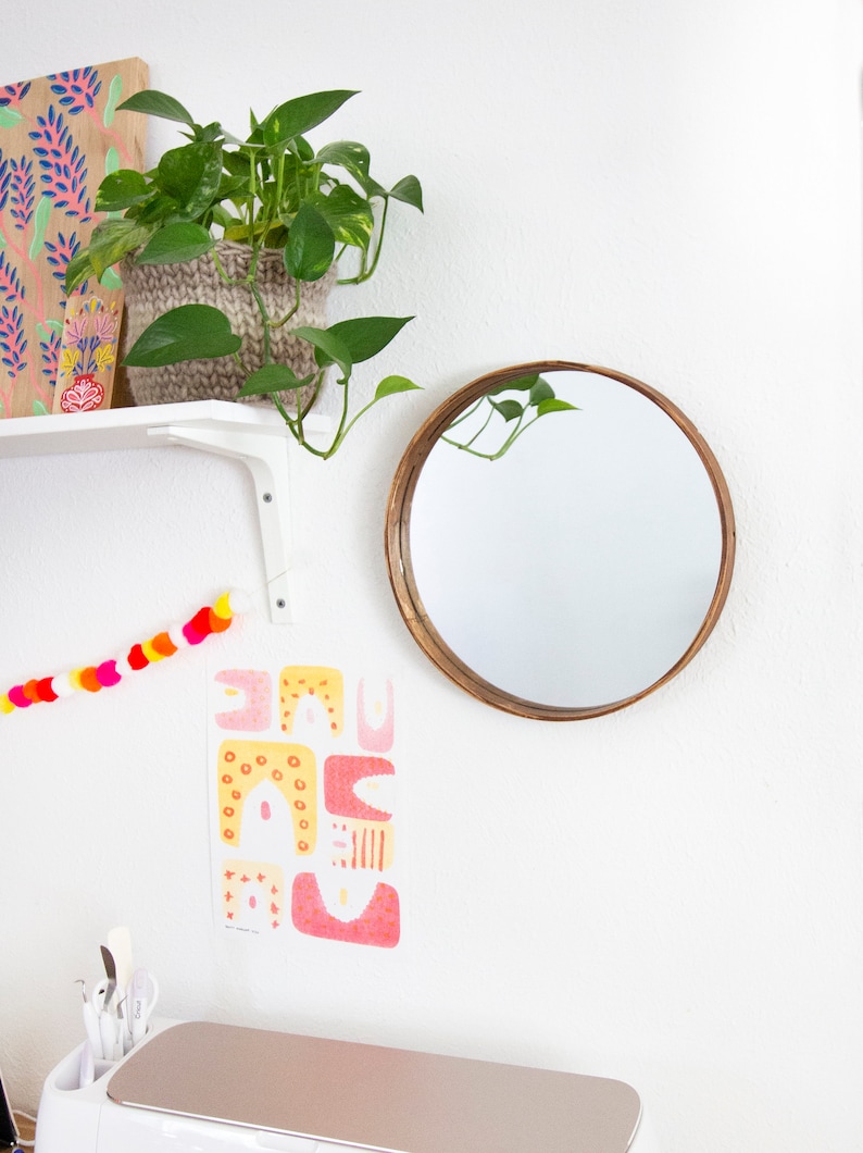 Small Round Mirror | MCM Decor | Decorative Mirror - Etsy