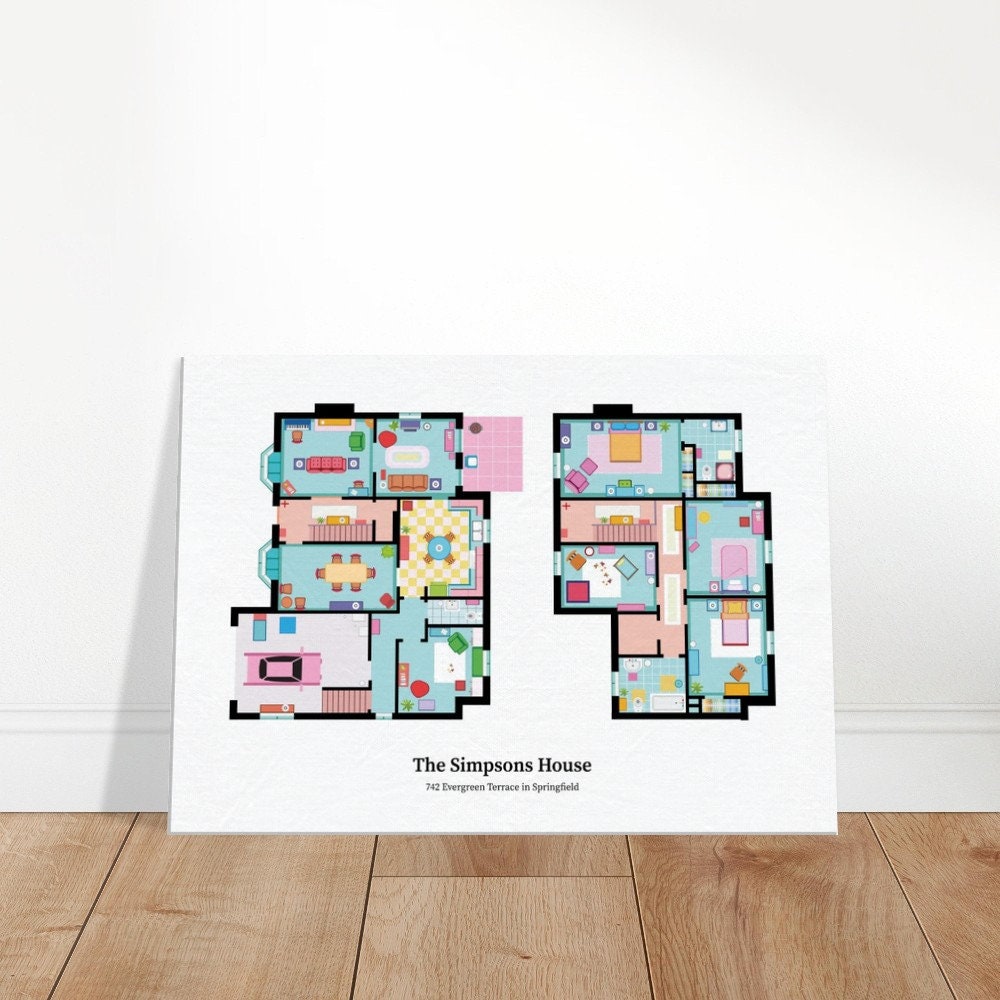 The Simpsons House Floor Plan Canvas - Etsy