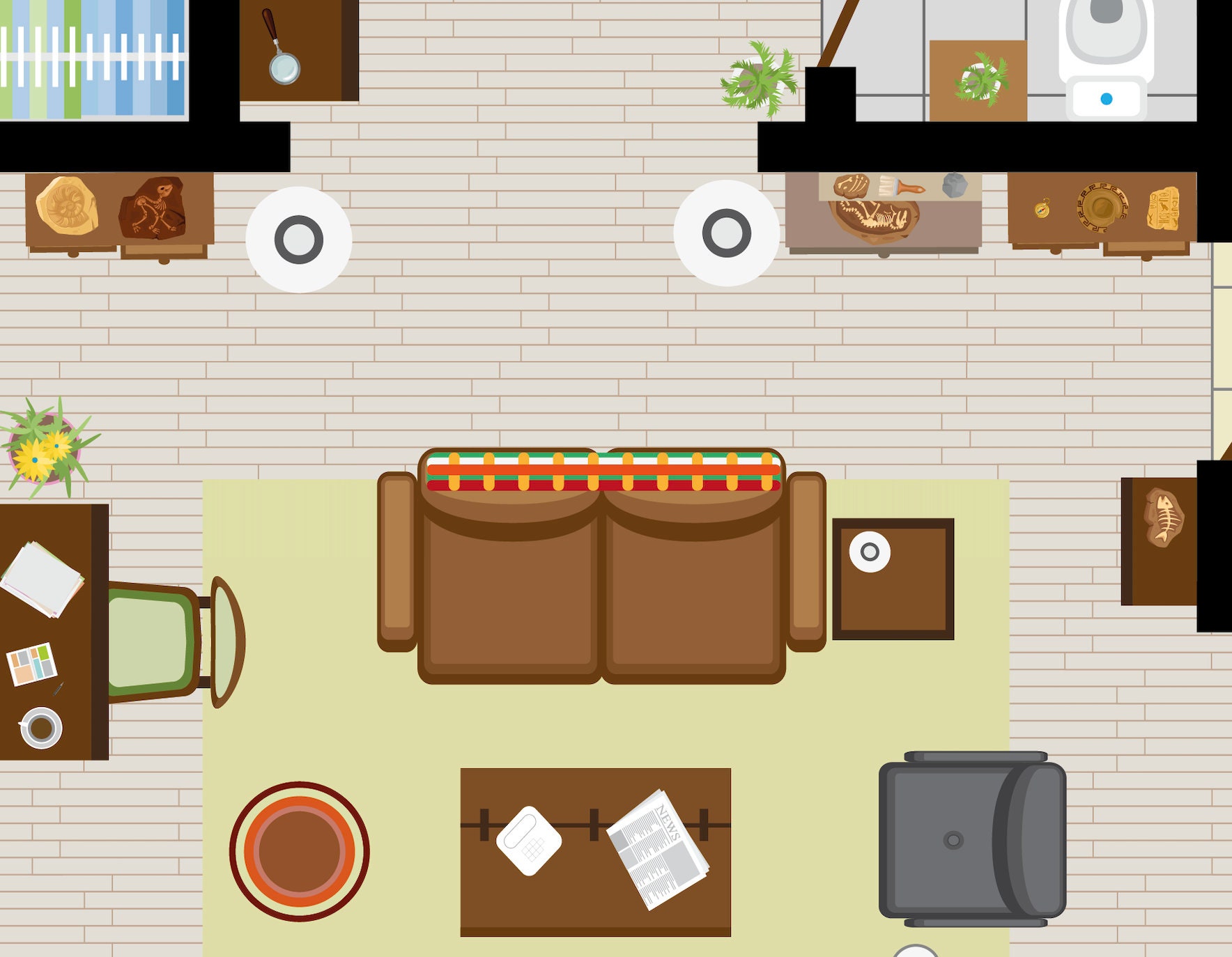 Friends TV Show Apartment Floor Plan-Friends Ross Geller — Floor Plans ...