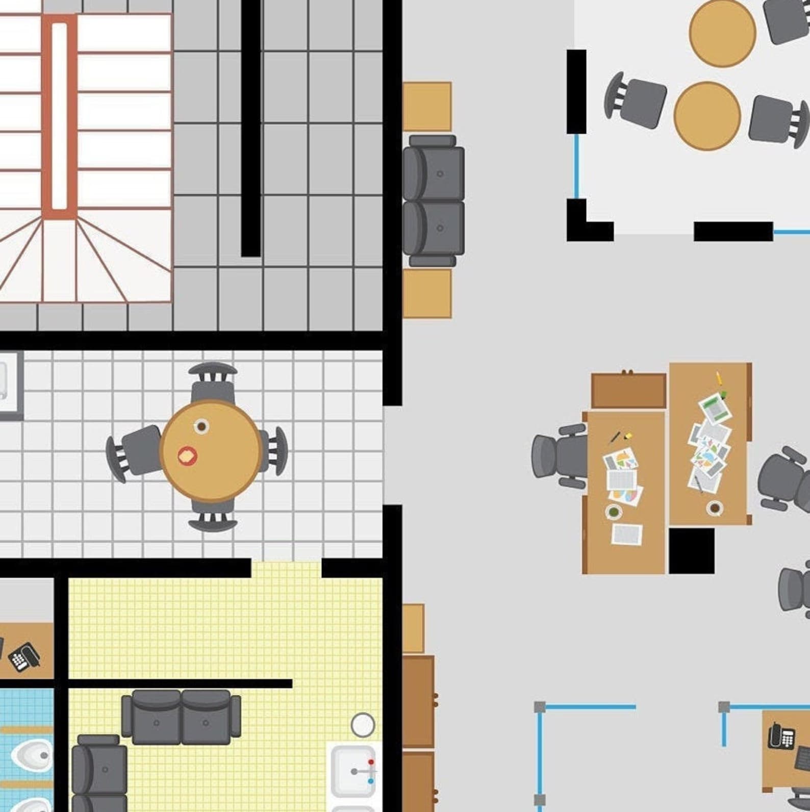 The Office Floor Plan / The Office TV Show / Blueprint / Dunder Mifflin ...