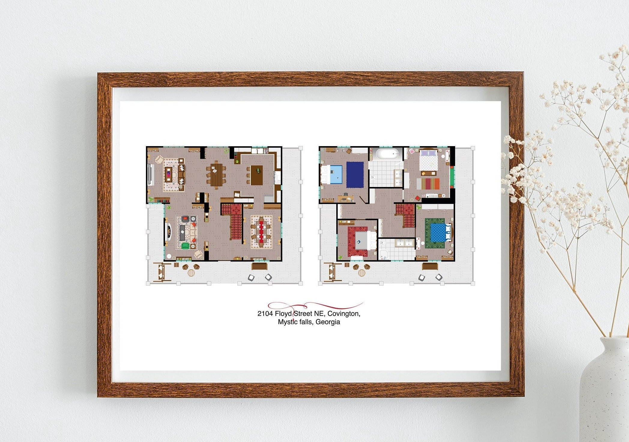 The Vampire Diaries Floor Plan, TV Show, Elena Gilbert's House - Etsy