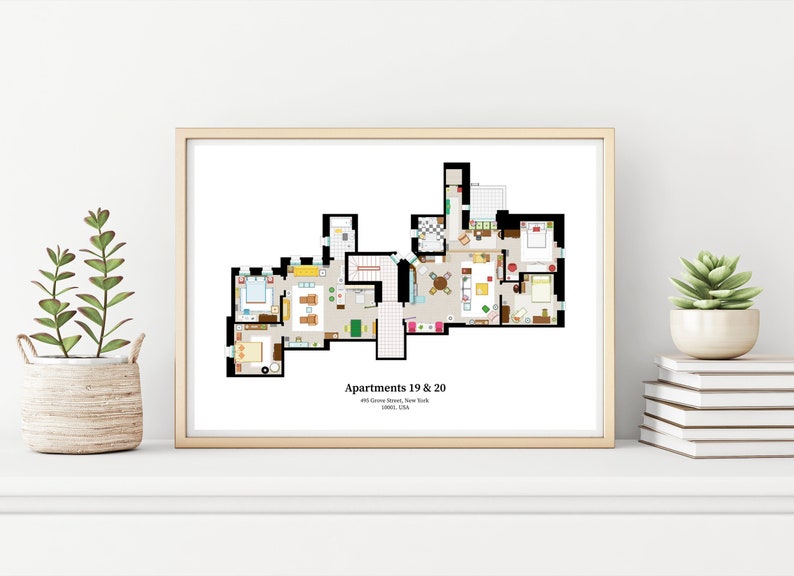 Friends TV Show Apartment Floor Plan Art Print - Etsy