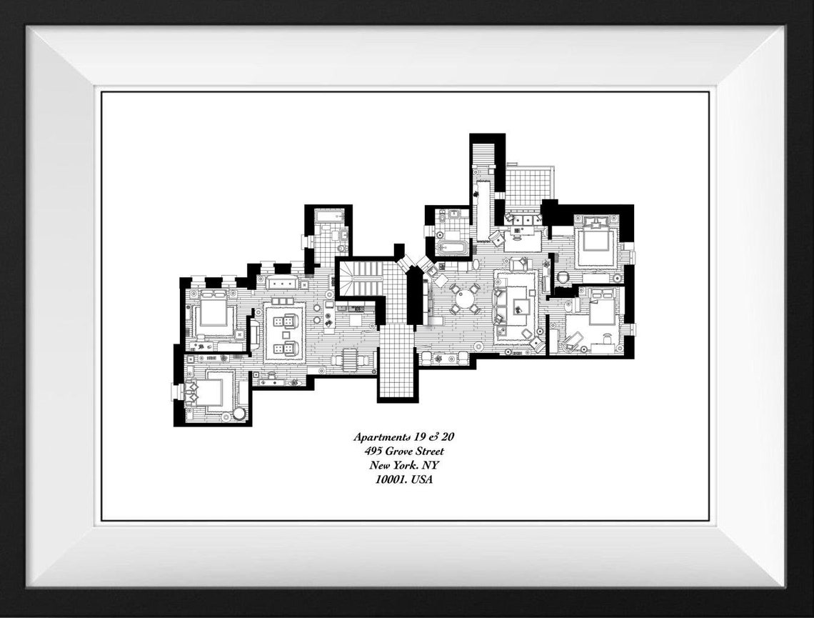 Friends TV Show Apartment Floor Plan Art Print - Etsy