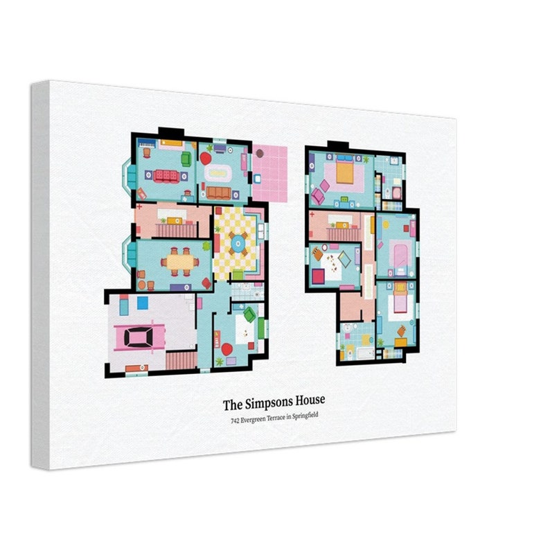 The Simpsons House Floor Plan Canvas - Etsy