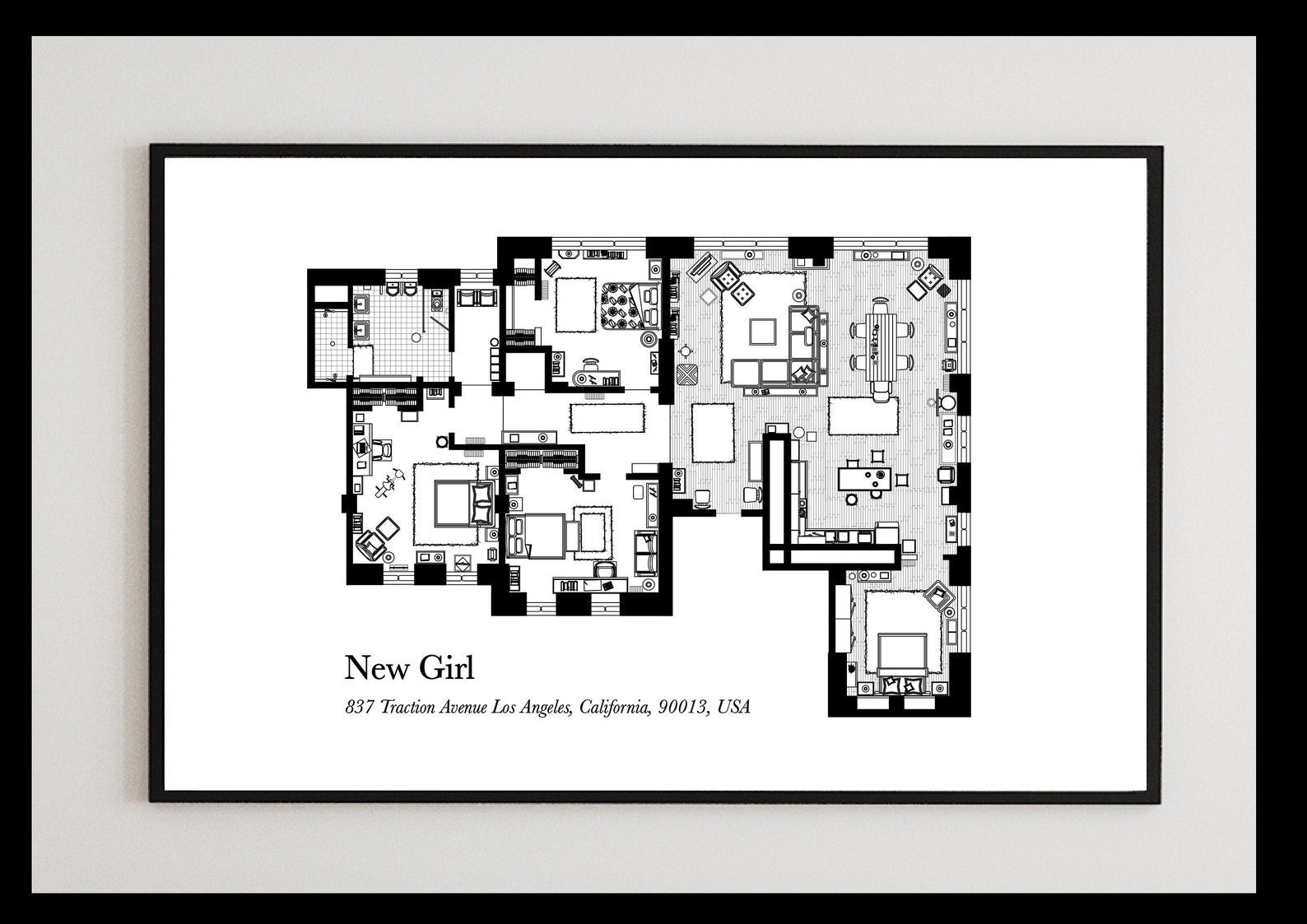 New Girl TV Show Apartment Floor Plan New Girl TV Show Layout - Etsy
