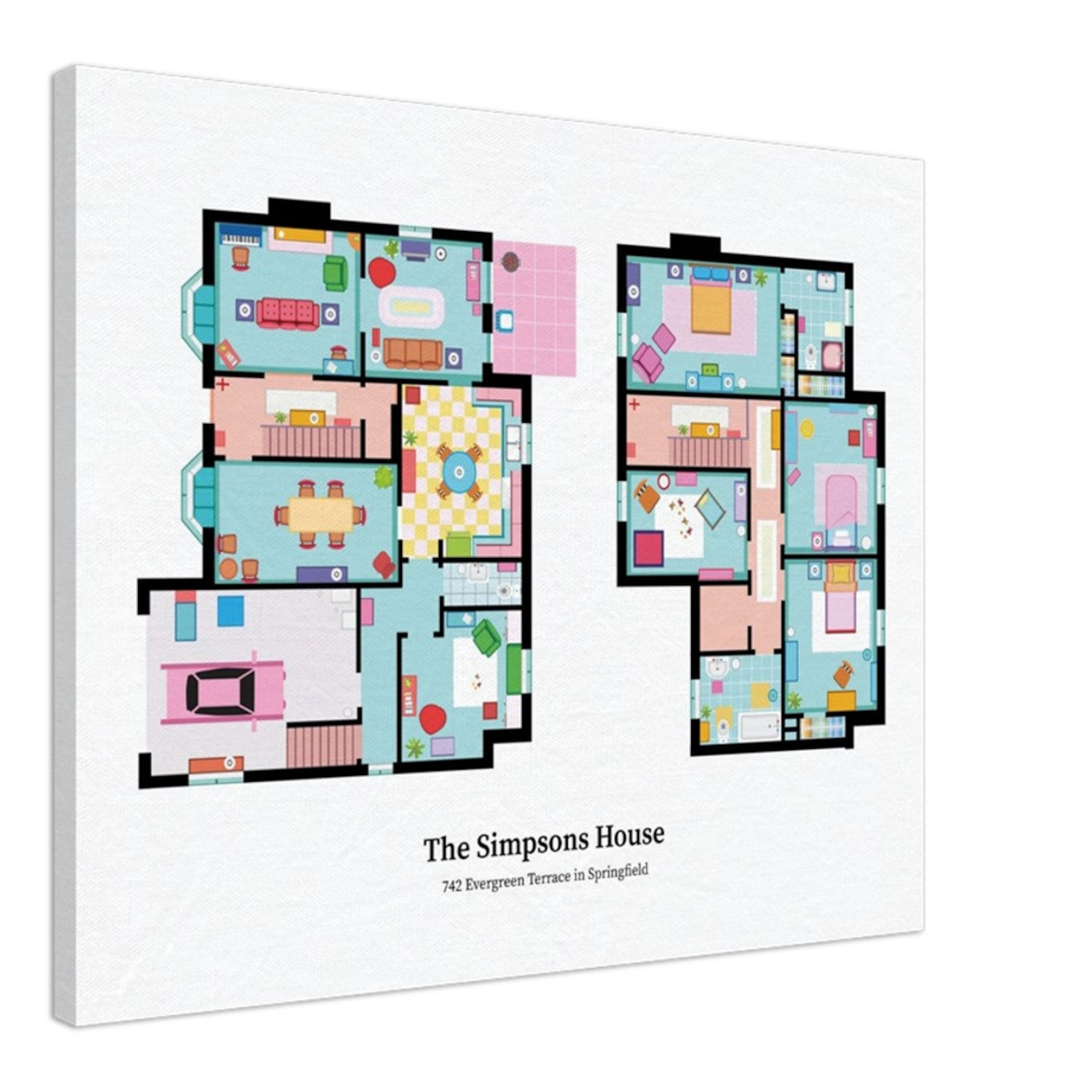 The Simpsons House Floor Plan Canvas - Etsy Canada