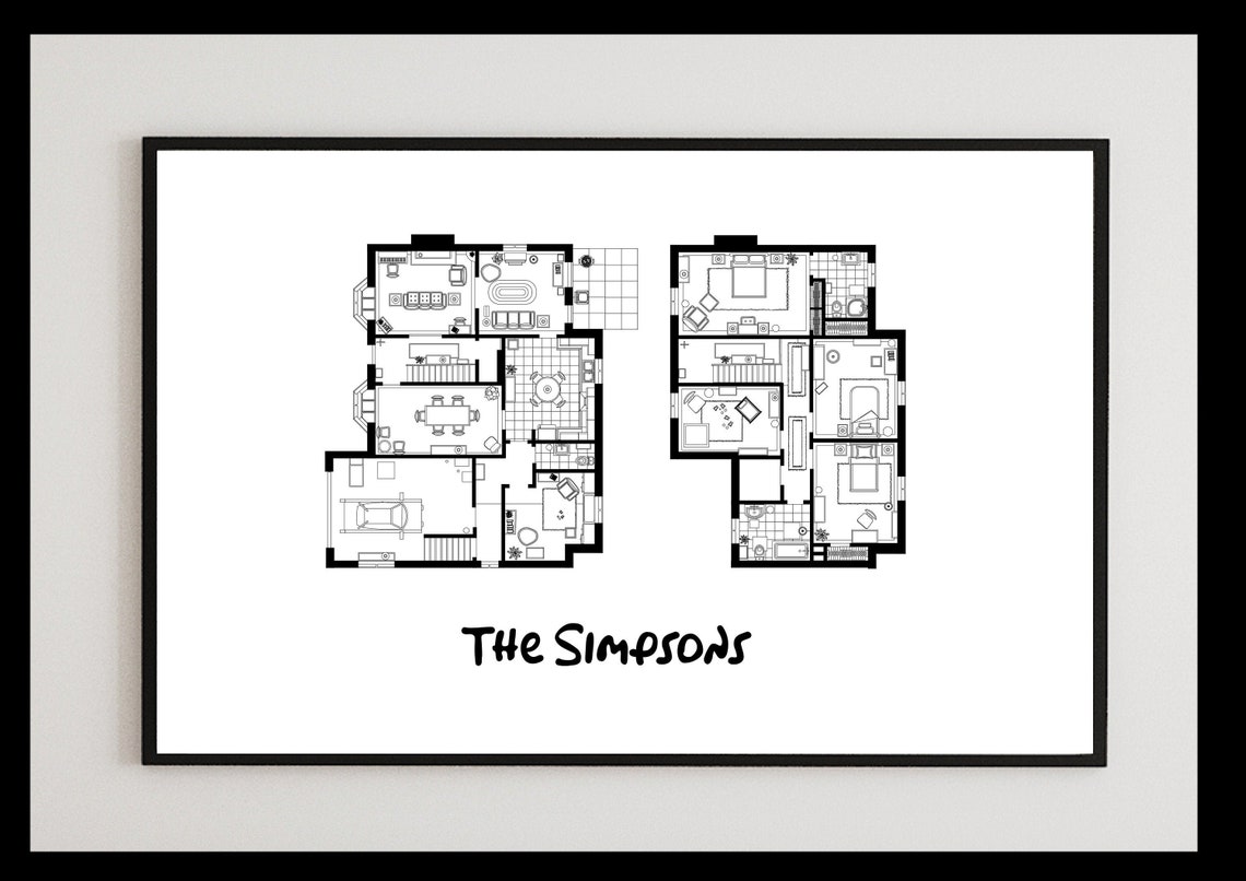 The Simpsons house floor plan TV show | Etsy