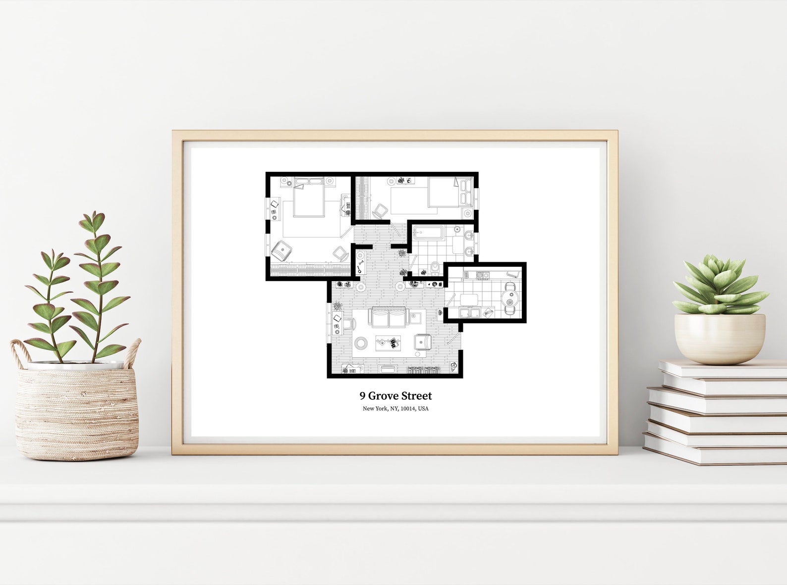 Friends TV Show Apartment Floor Plan-friends Ross Geller - Etsy