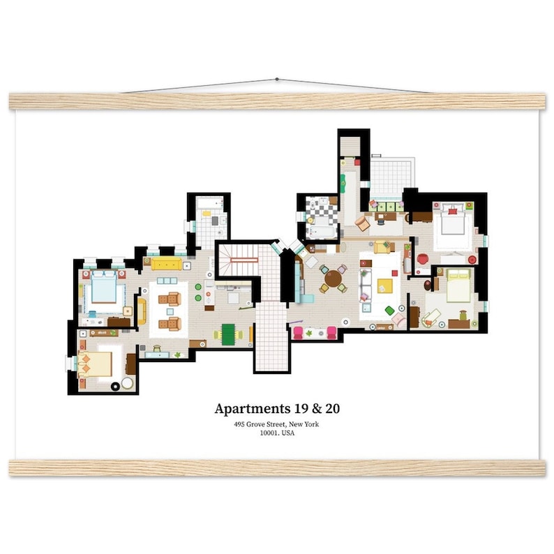 Friends Floor Plan Classic Semi-glossy Paper Poster With Hanger - Etsy