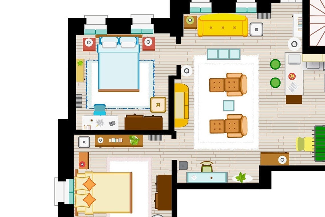 Friends TV Show Apartment Floor Plan-friends TV Show Layout - Etsy Canada