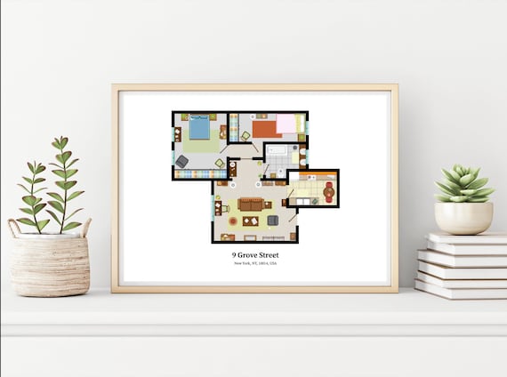 Friends TV Show Apartment Floor Plan-friends Ross Geller - Etsy