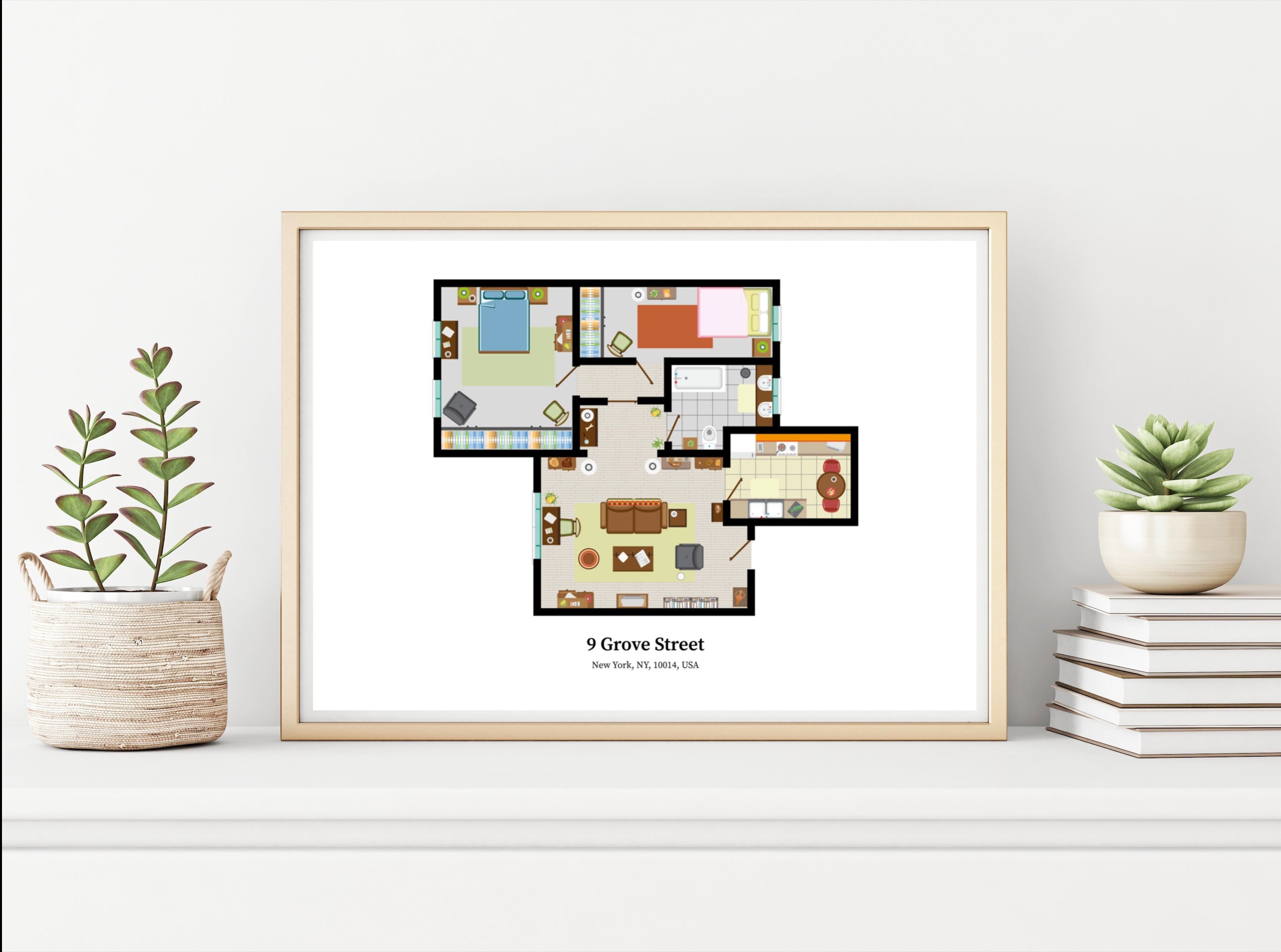 Friends TV Show Apartment Floor Plan-friends Ross Geller - Etsy