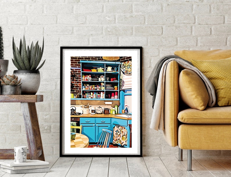 Friends TV Show Kitchen Inside Illustration Joey,chandler,monica and ...