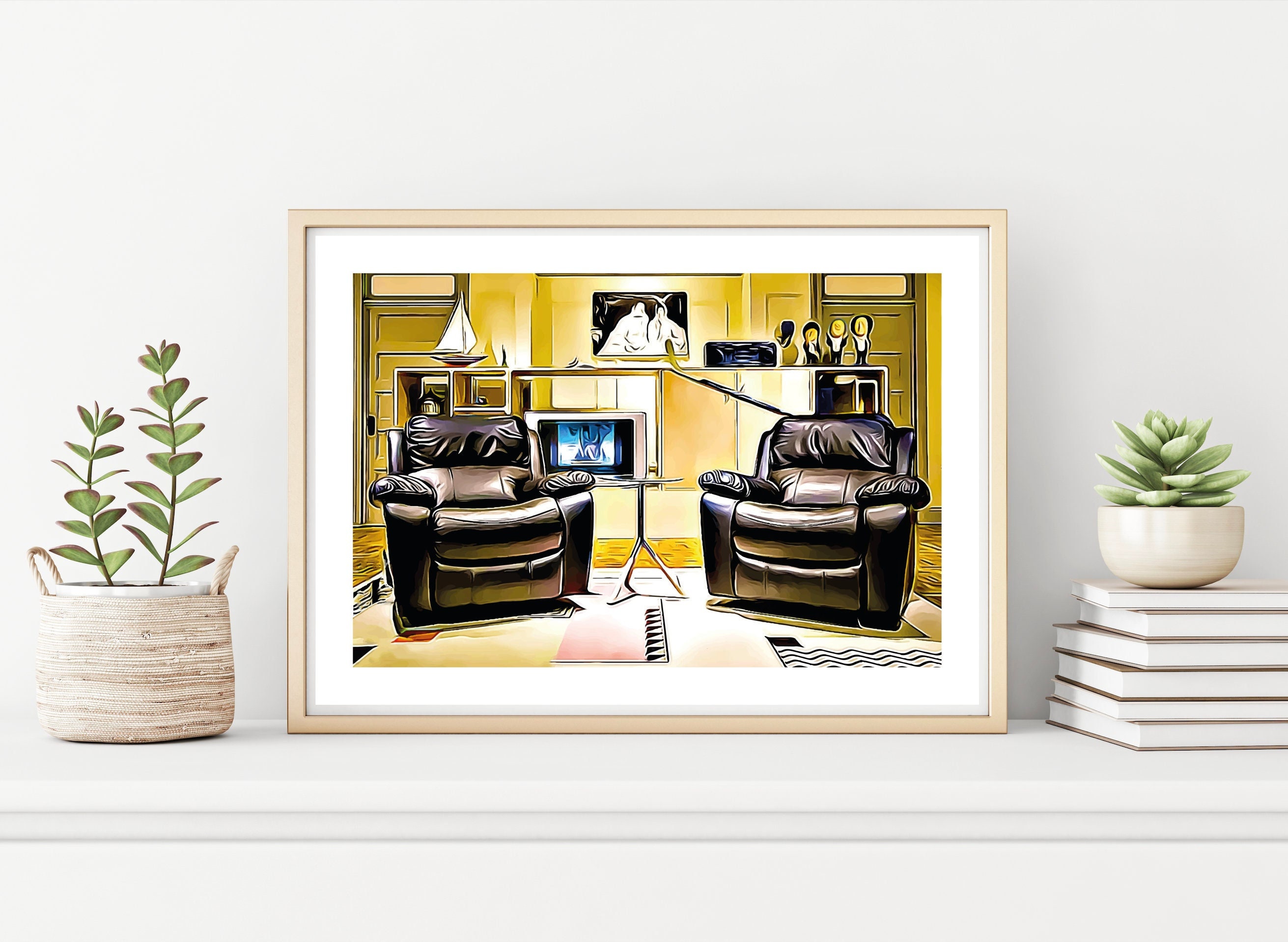 Friends TV Show Iconic Chairs Illustration, Joey and Chandler - Etsy