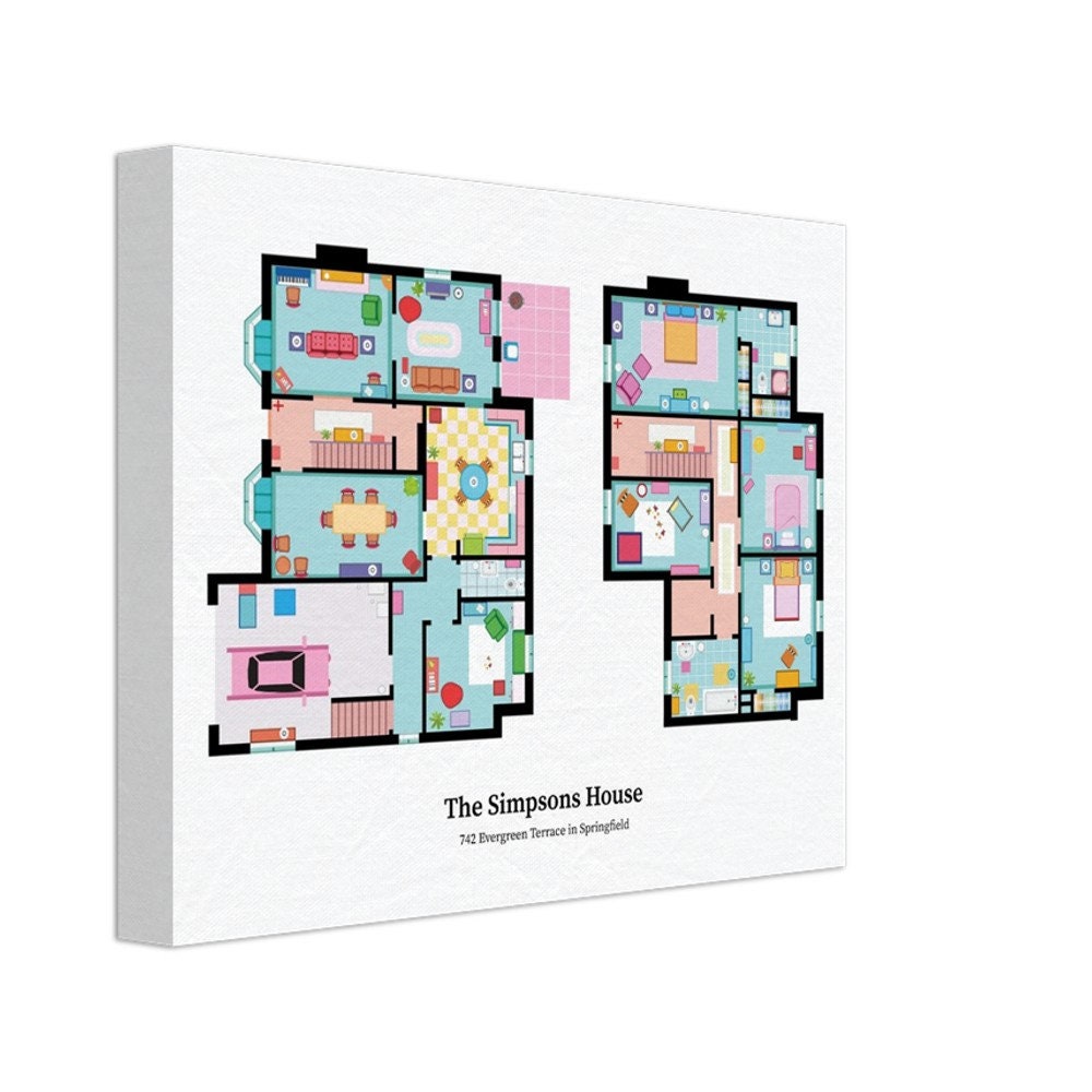 The Simpsons House Floor Plan Canvas - Etsy