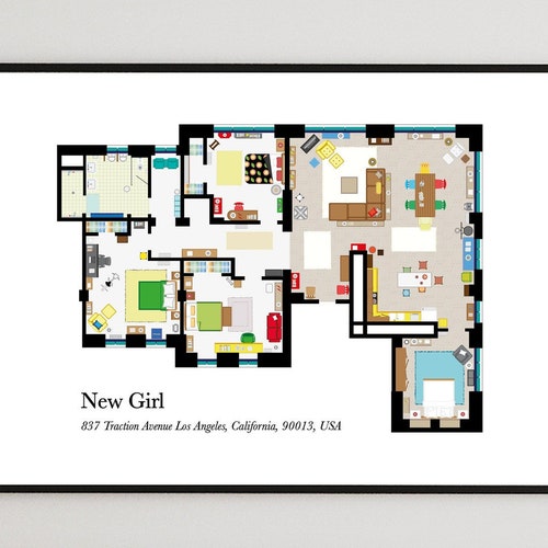 New Girl TV Show Apartment Floor Plan New Girl TV Show Layout | Etsy