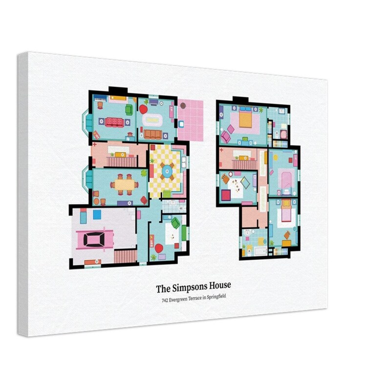 The Simpsons House Floor Plan Canvas - Etsy