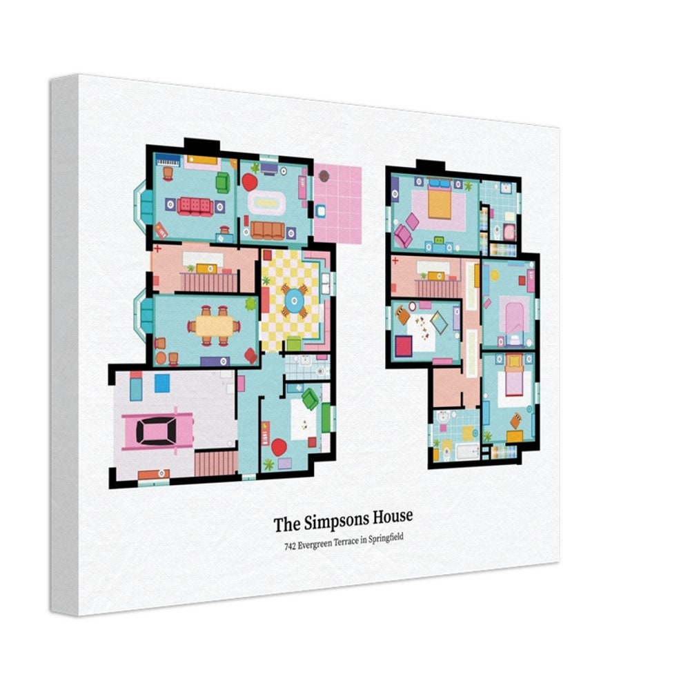 The Simpsons house floor plan Canvas — Floor Plans by Matilda